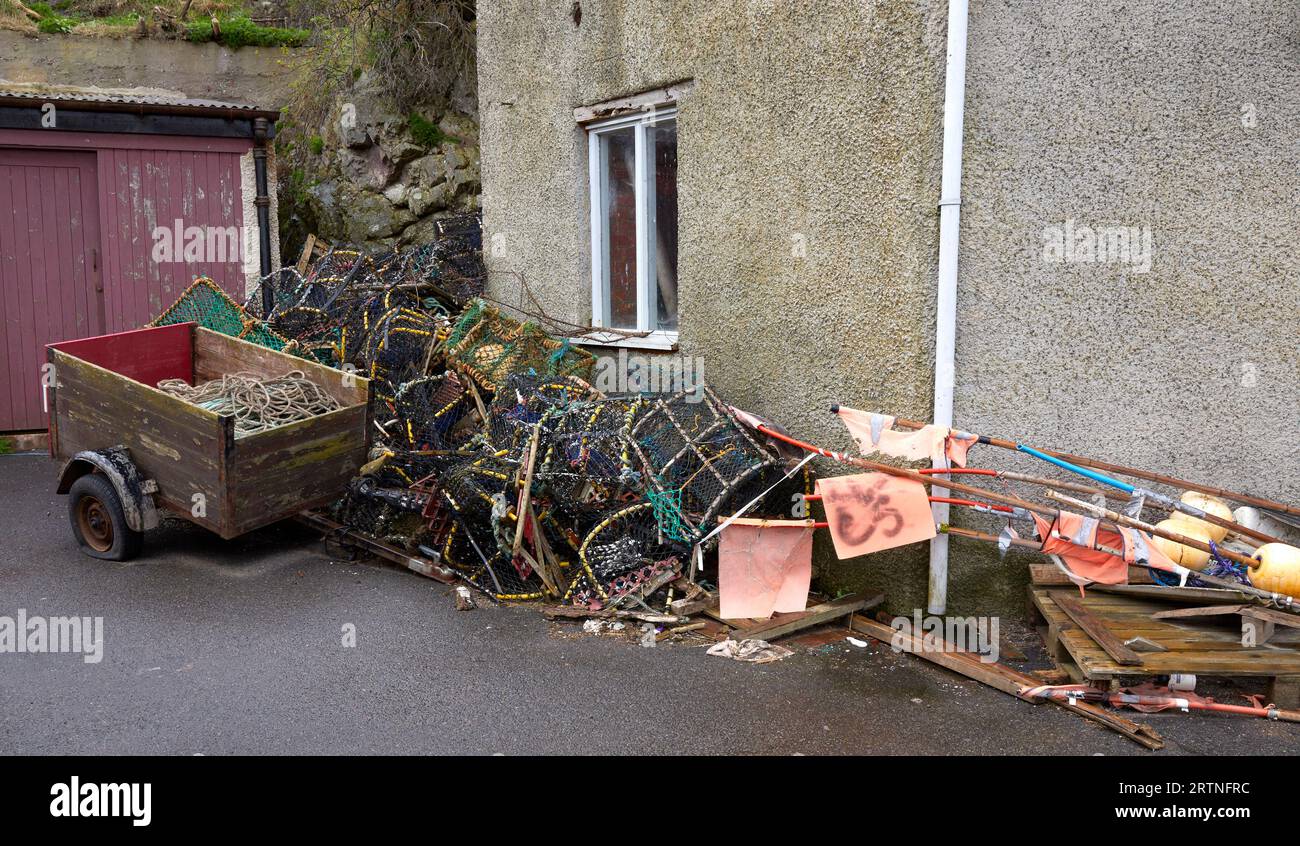 Old fishing building and net lobster pots hi-res stock photography and ...