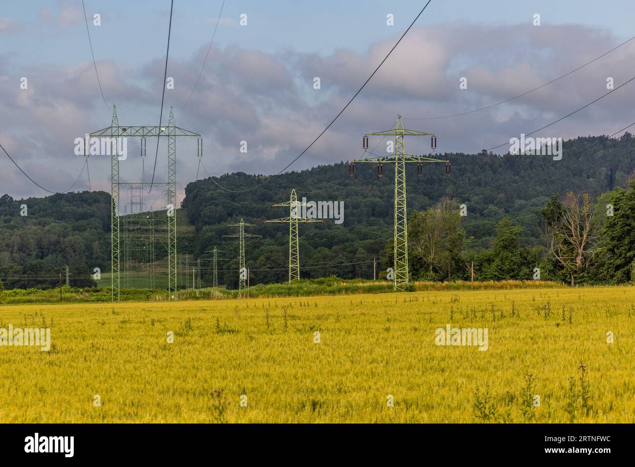 High voltage transmission lines in the Czech Republic Stock Photo - Alamy