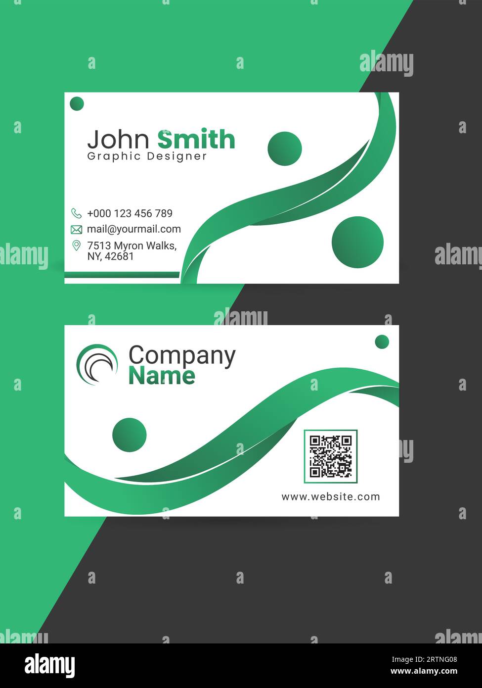 Creative Green Vector Business Card Design Template Stock Vector Image ...