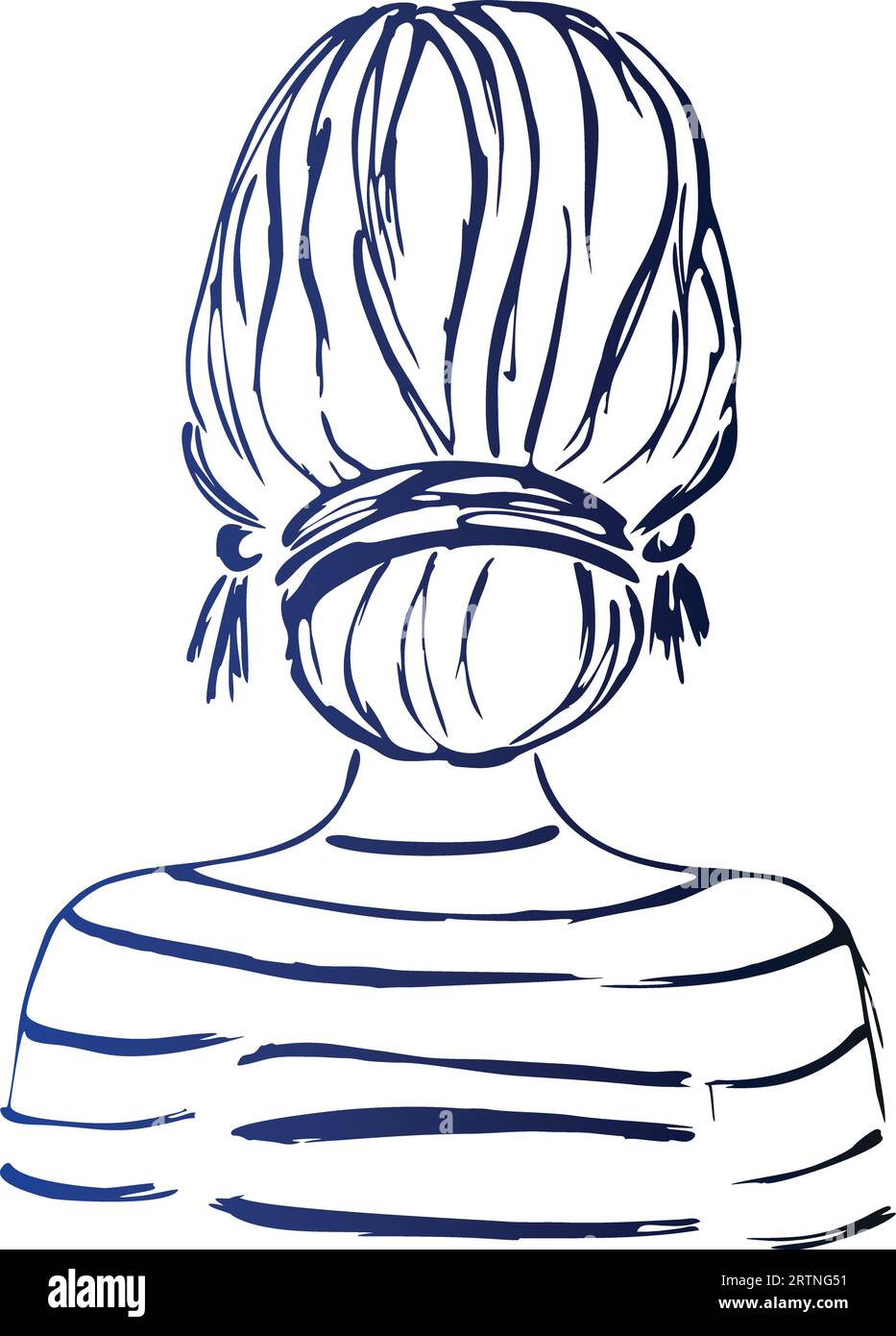 girl with a beam on his head. nape of girl with hairstyle. vector ...