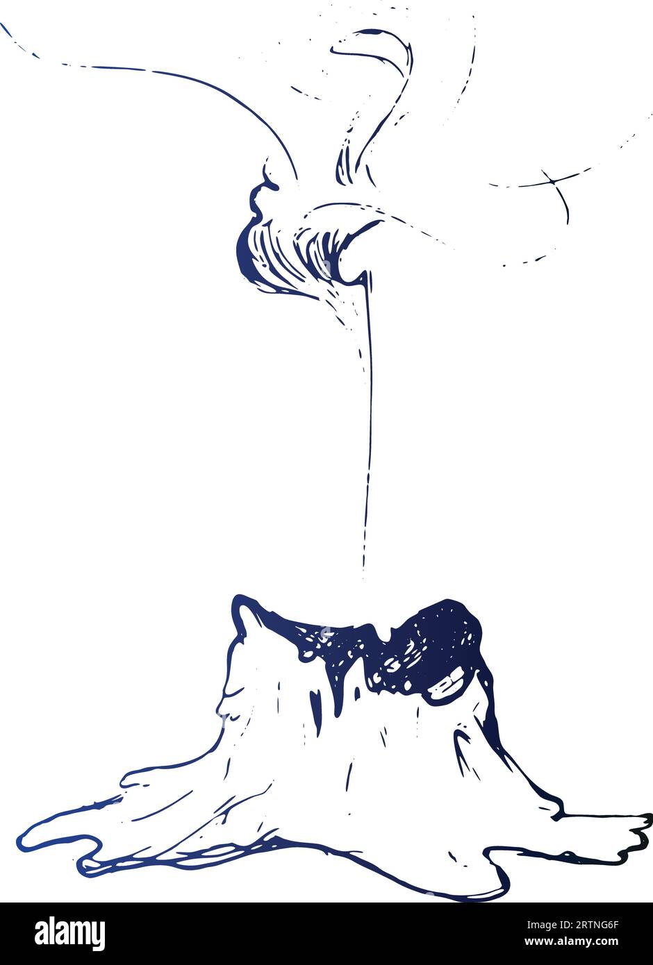 Lumber tree wooden trunk stump is burning, smoke is rising. Vector ...