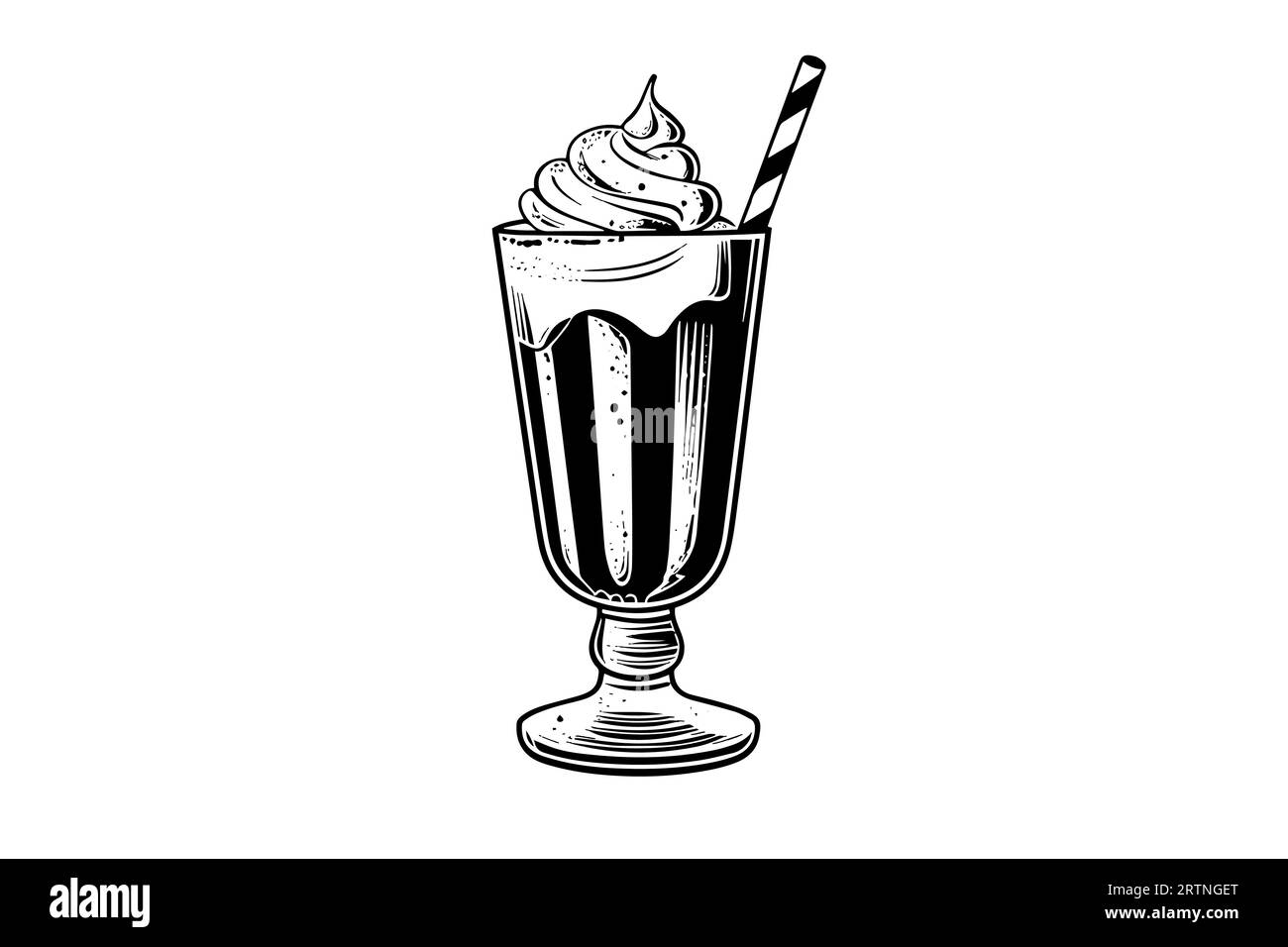 Chocolate milk shake sketch engraving vector illustration. Black and ...