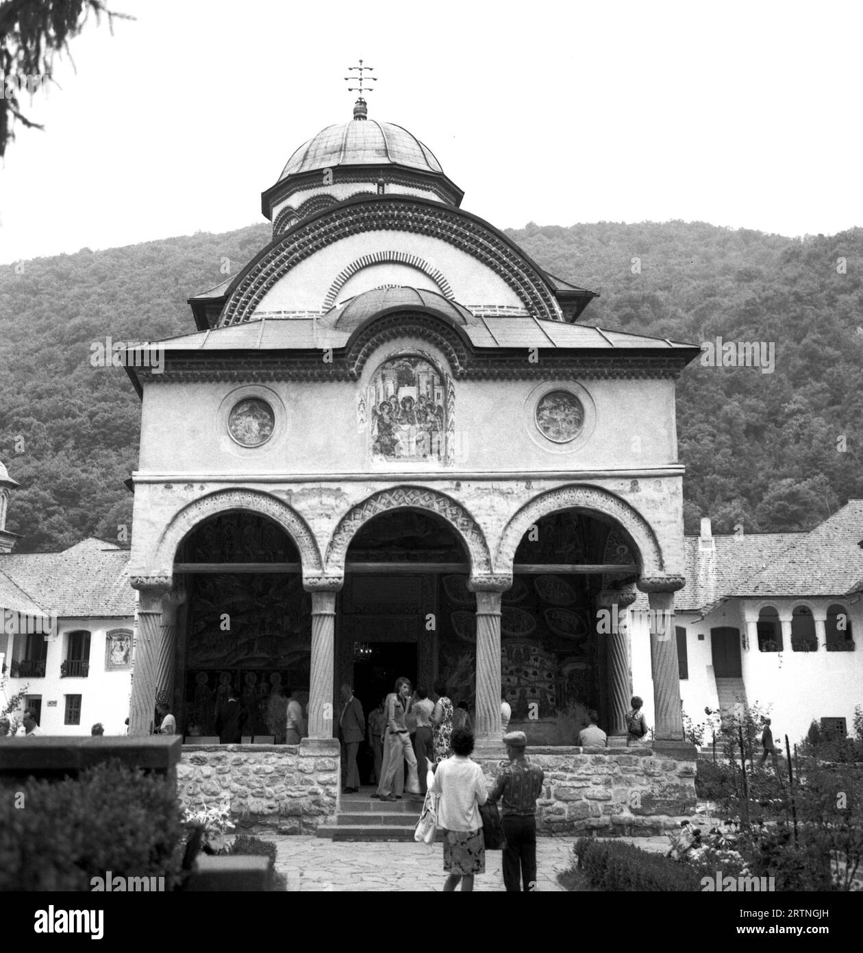 Cozia Monastery, Valcea County, Romania. Front view of the medieval era ...