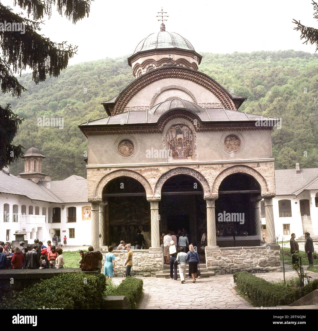 Cozia Monastery, Valcea County, Romania. Front view of the medieval era ...