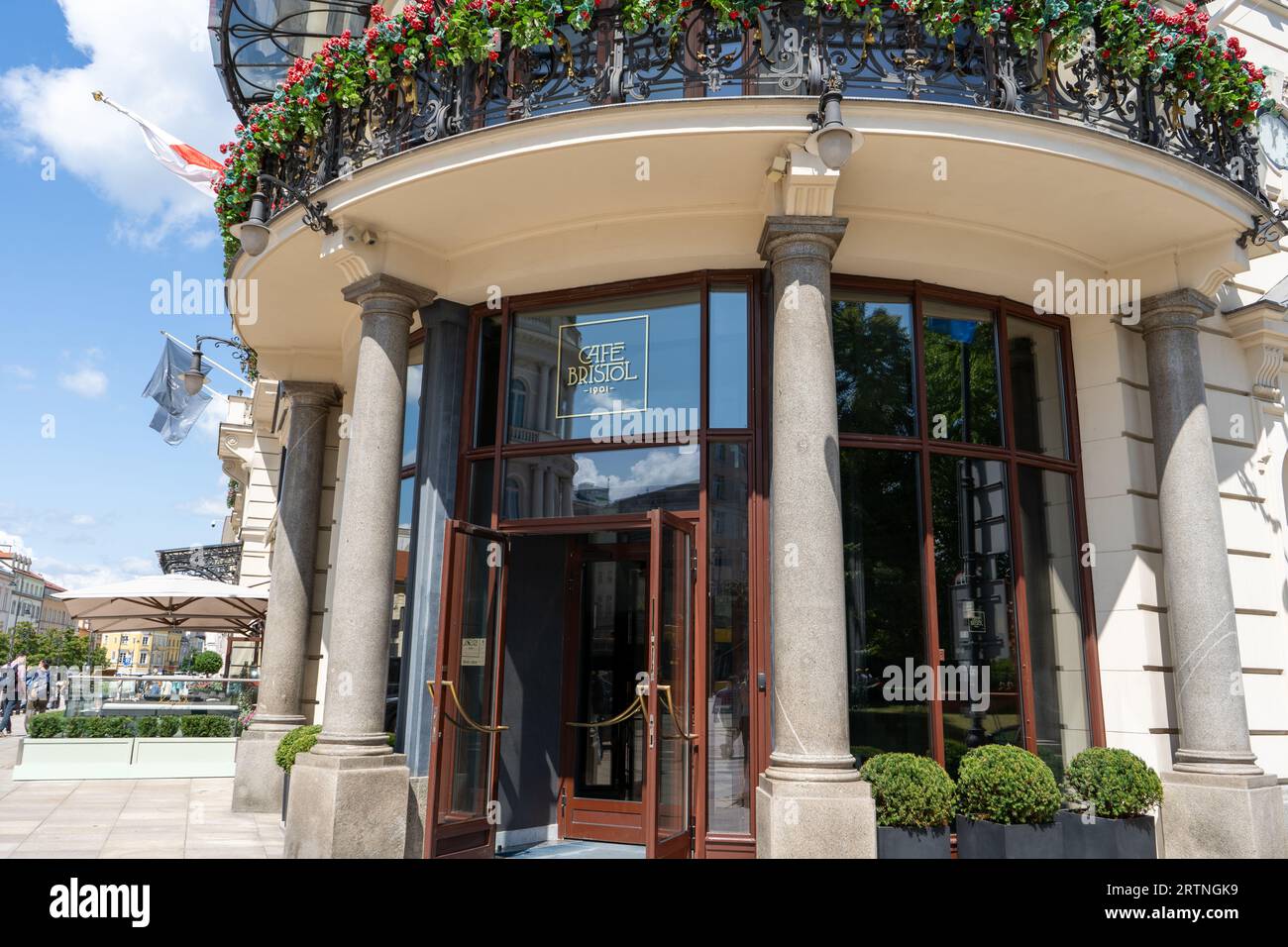 Entrance in Hotel Bristol in the old city of the Polish capital. A ...