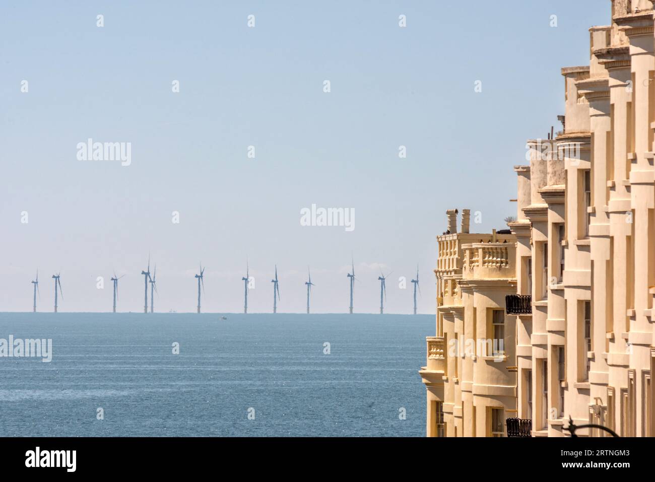 Brighton, September 14th 2023: Rampion Wind Farm visible from the ...