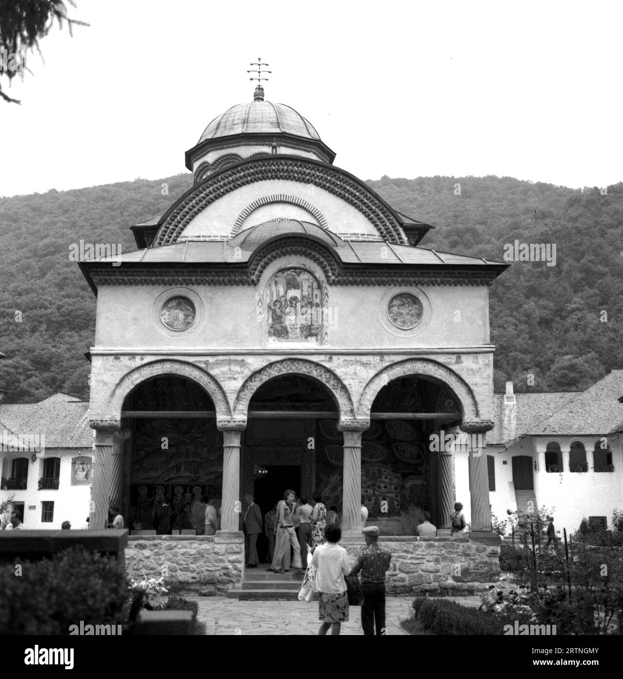 Cozia Monastery, Valcea County, Romania. Front view of the medieval era ...
