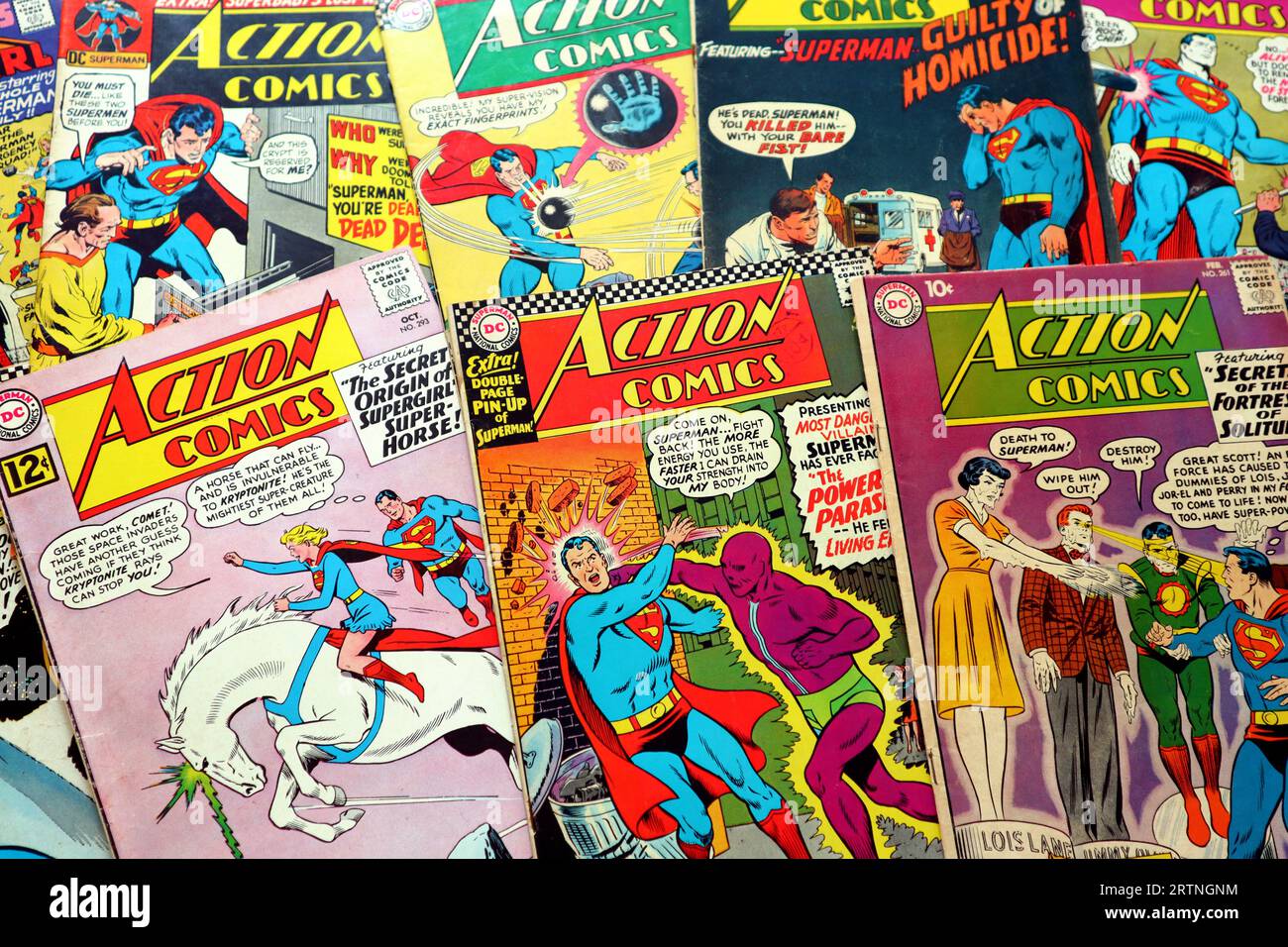 Vintage Covers of ACTION COMICS - DC Comics. American Comic book with ...