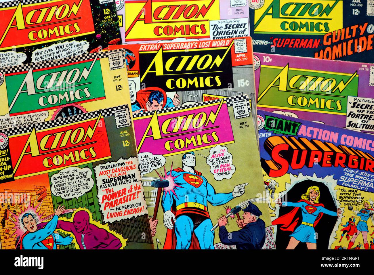 Vintage Covers of ACTION COMICS - DC Comics. American Comic book with ...
