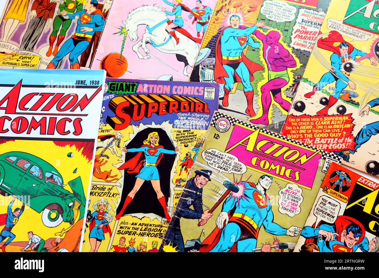 Vintage Covers of ACTION COMICS - DC Comics. American Comic book with ...