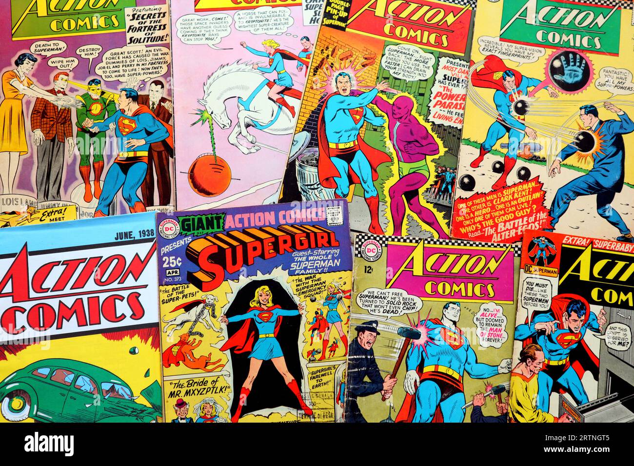 Vintage Covers of ACTION COMICS - DC Comics. American Comic book with ...