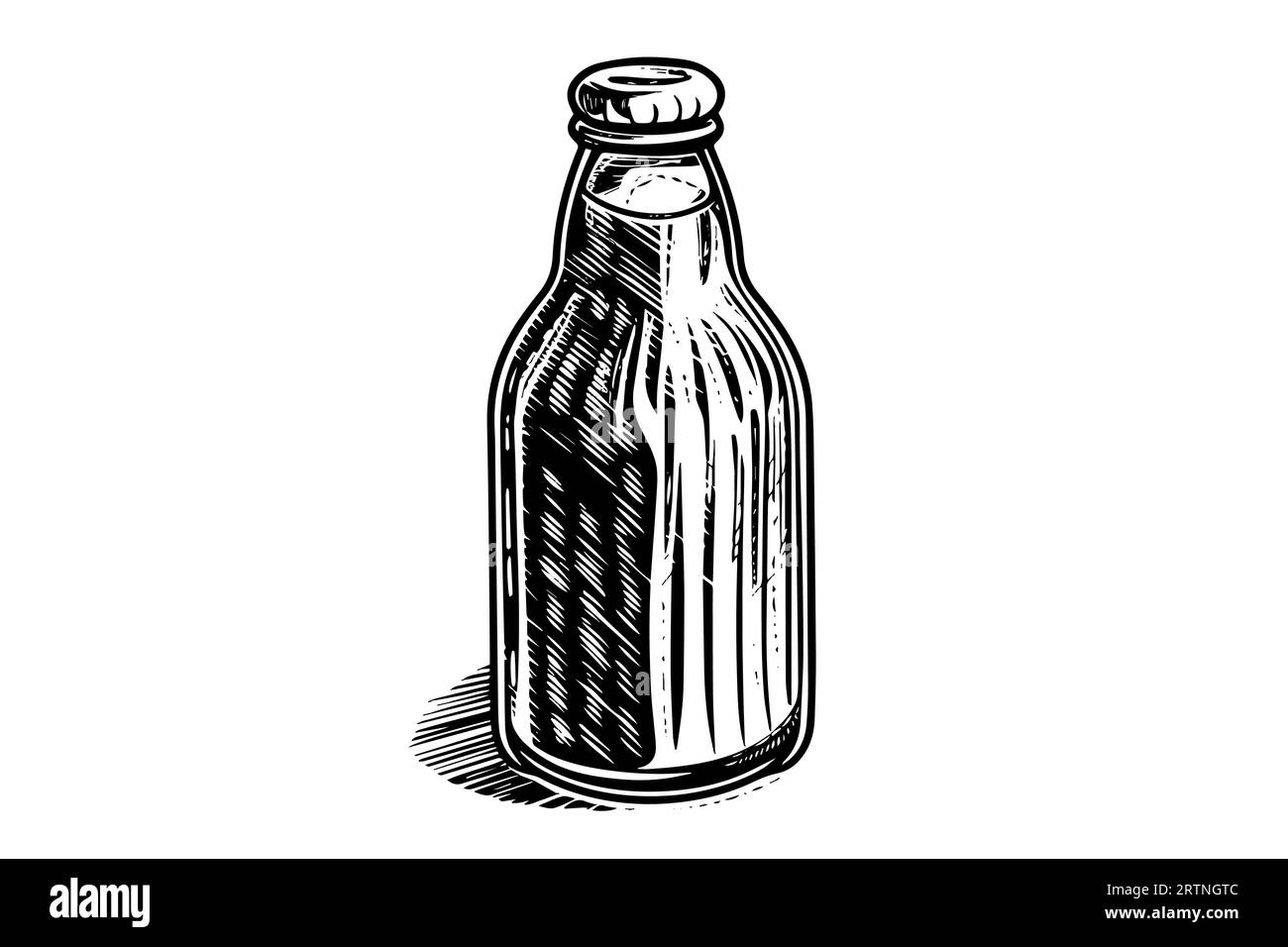 Glass bottle of soda. Ink sketch of cola hand drawn vintage vector ...
