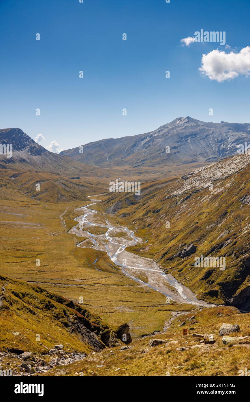 alpine valley of Greina Plateau in Surselva, Switzerland Stock Photo ...