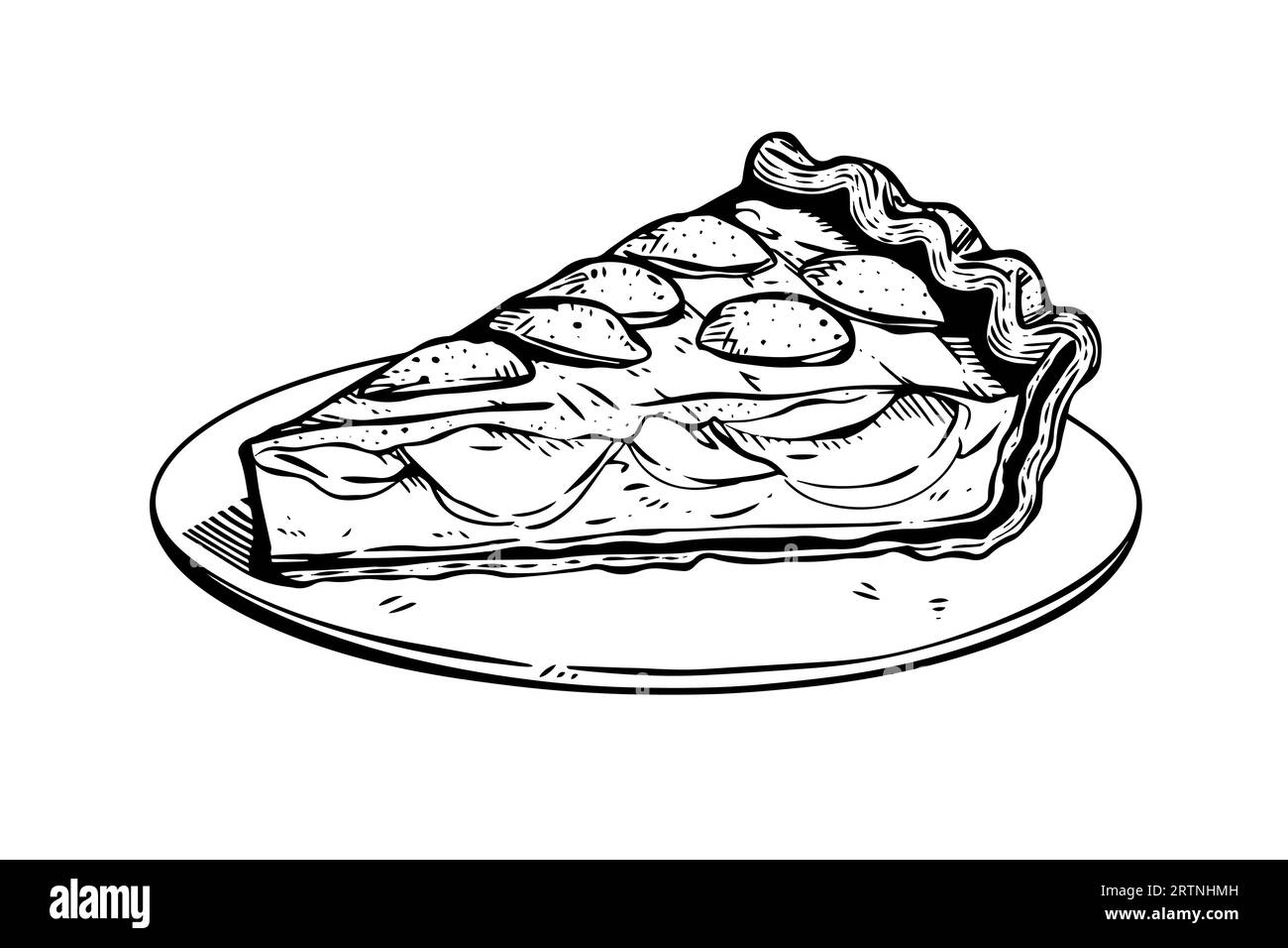 Piece of apple pie hand drawn engraving style vector illustration Stock ...