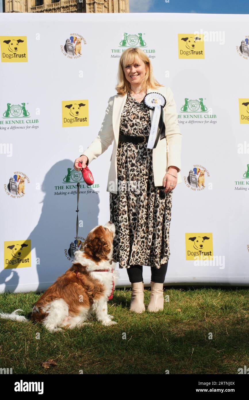 EDITORIAL USE ONLY Rosie Duffield competes with Paco, Cavalier King ...