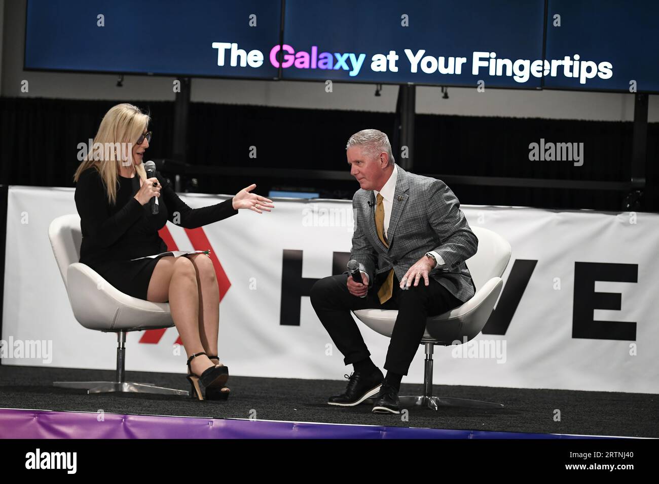 Television news anchor Tricia Keen (L) and President/CEO Vegas Golden ...