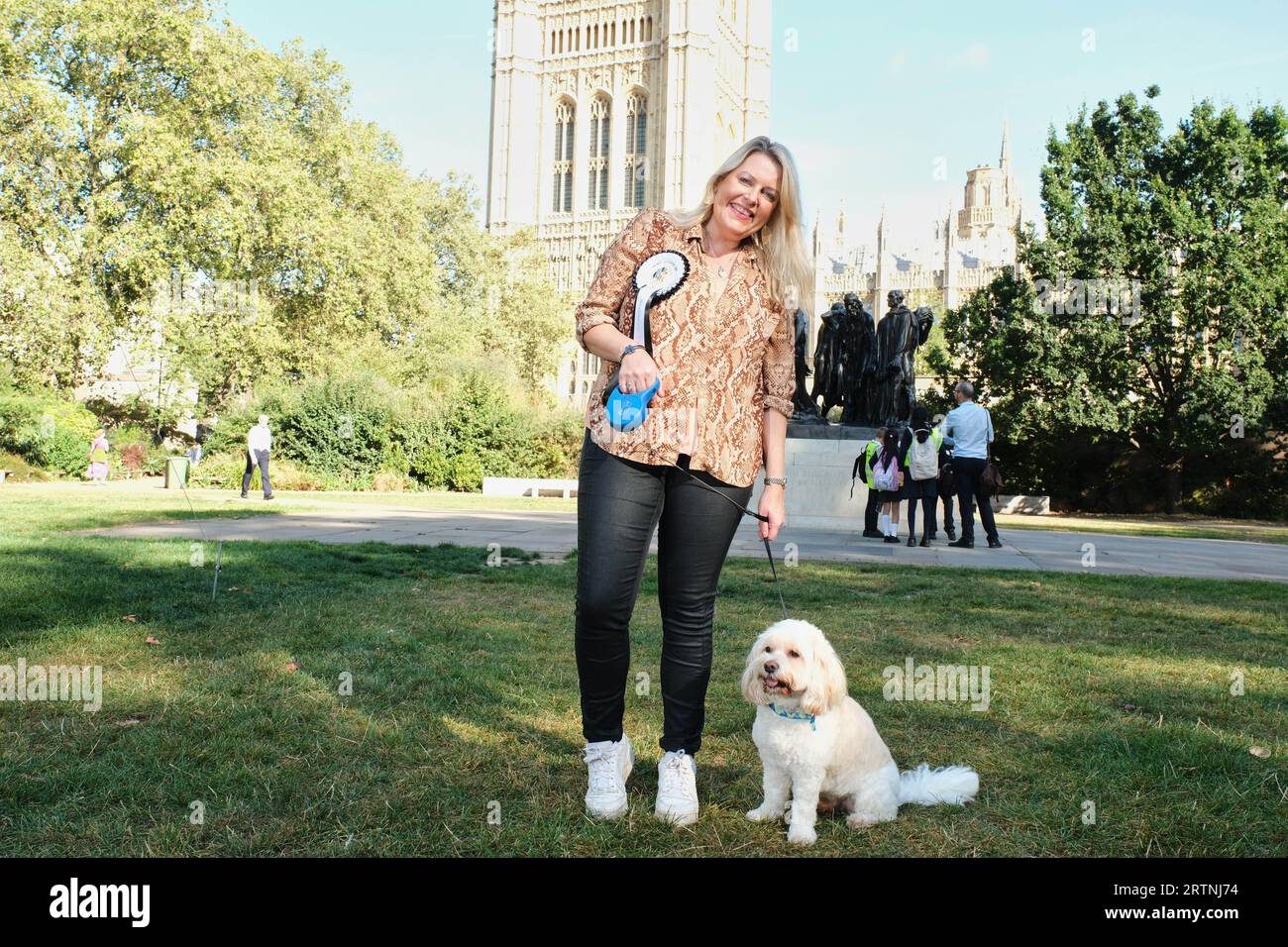 EDITORIAL USE ONLY Mims Davies competes with TJ, Cockapoo at the ...