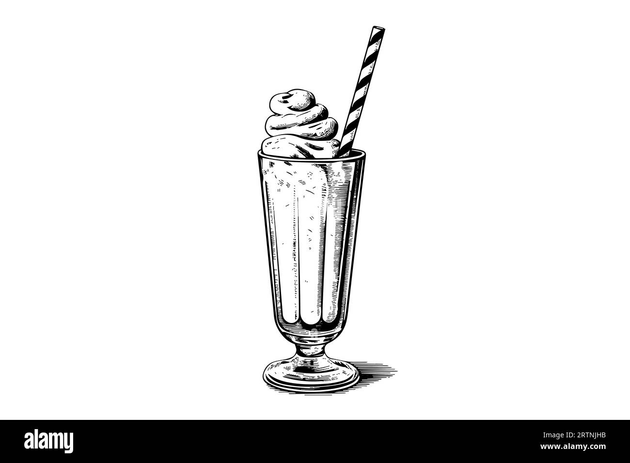 Chocolate milk shake sketch engraving vector illustration. Black and ...