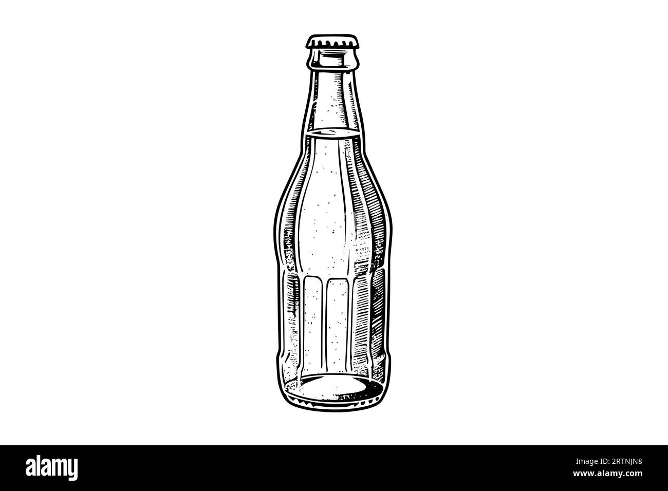Glass bottle of soda. Ink sketch of cola hand drawn vintage vector ...