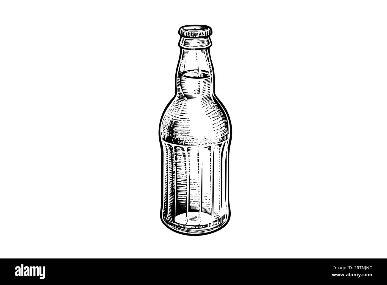 Glass bottle of soda. Ink sketch of cola hand drawn vintage vector ...