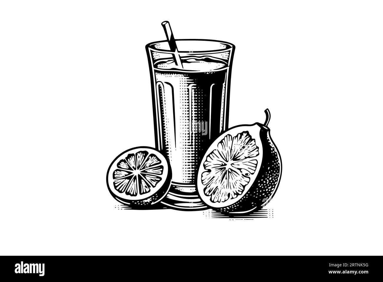 Drink lemonade with lemon hand drawn engraving style vector illustration Stock Vector Image ...
