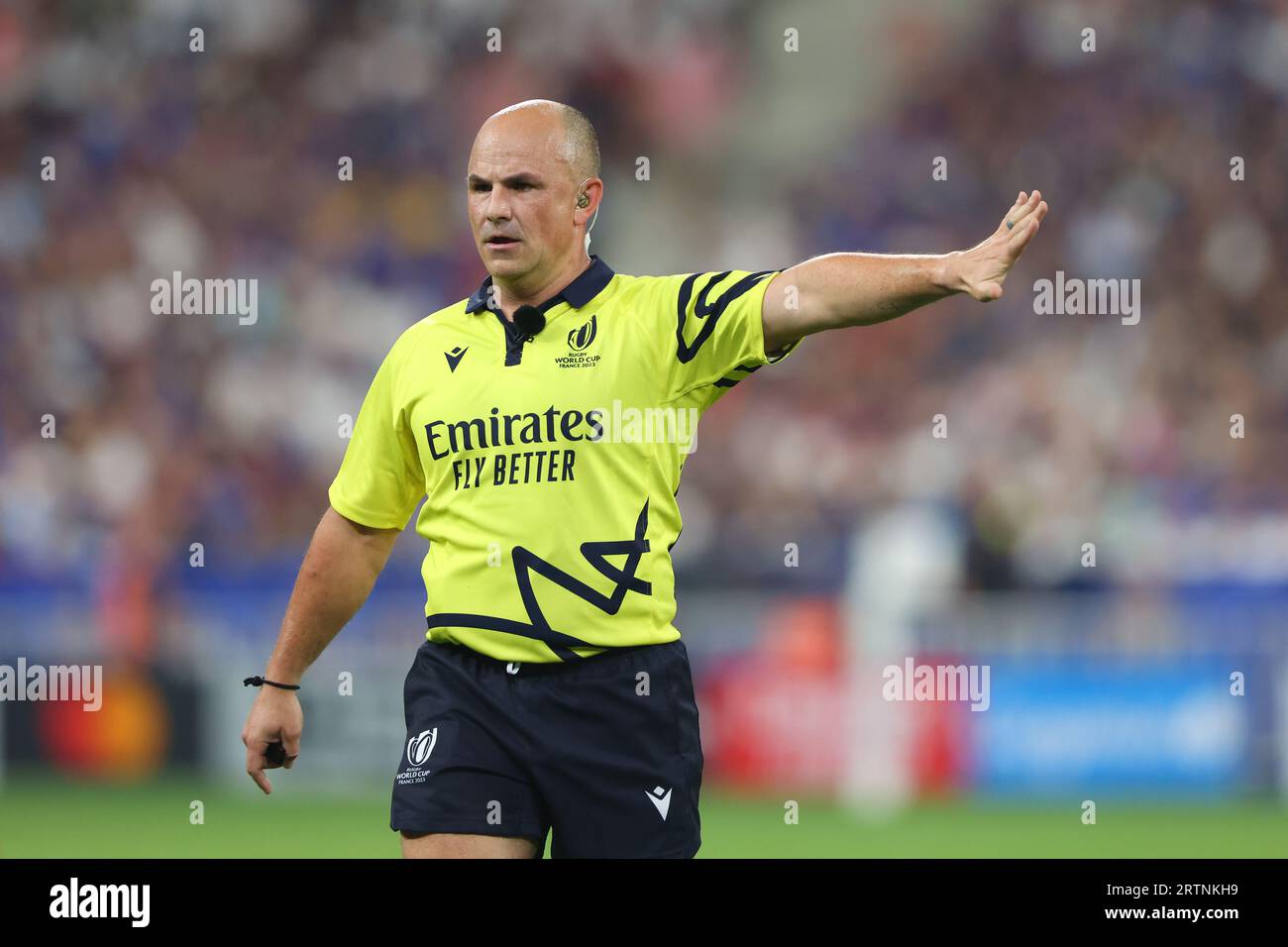 Paris, France. 9th Sep, 2023. Referee Jaco Peyper during the Rugby ...