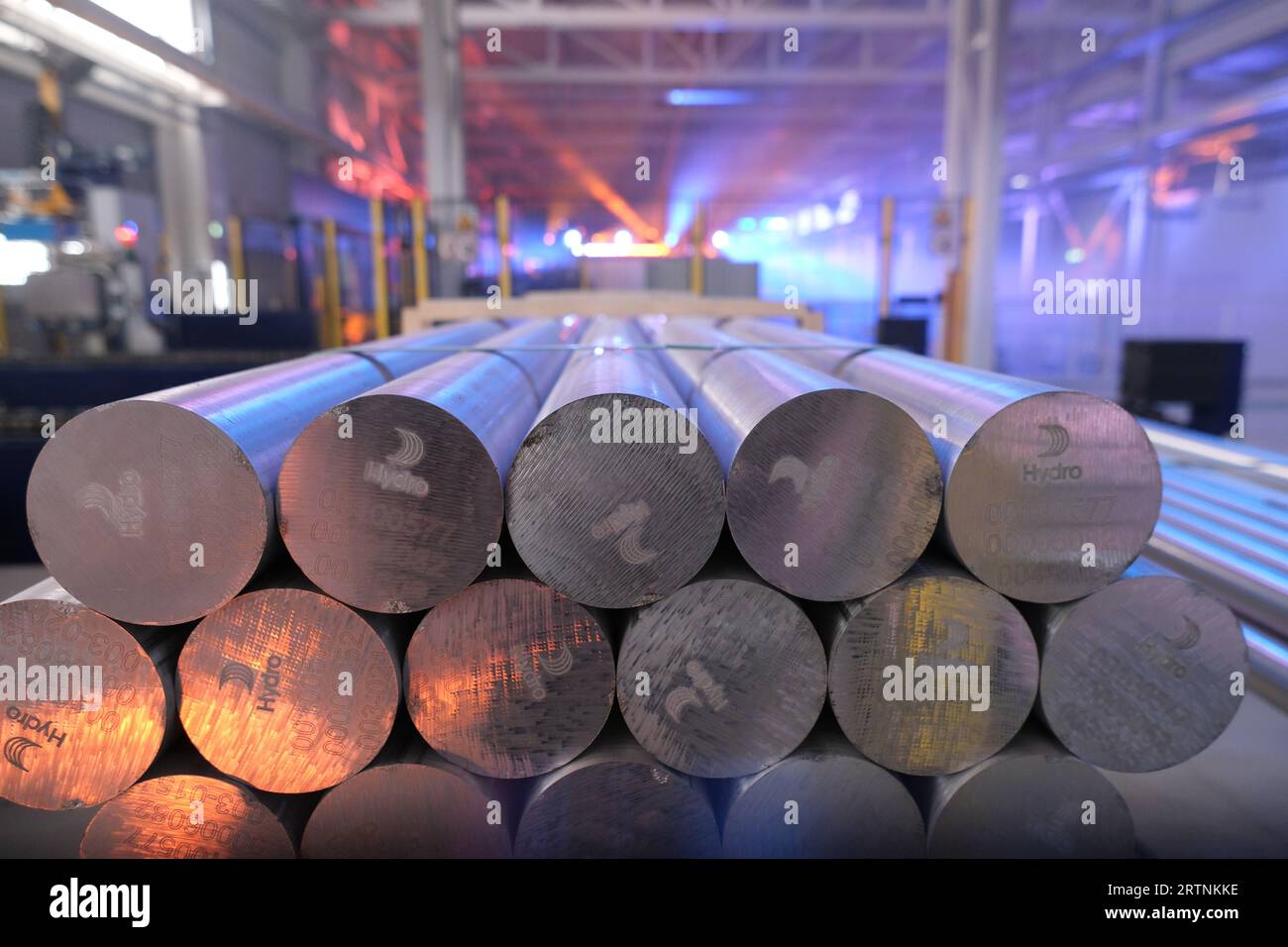 Rackwitz, Germany. 14th Sep, 2023. Aluminum strands lie in a hall at ...