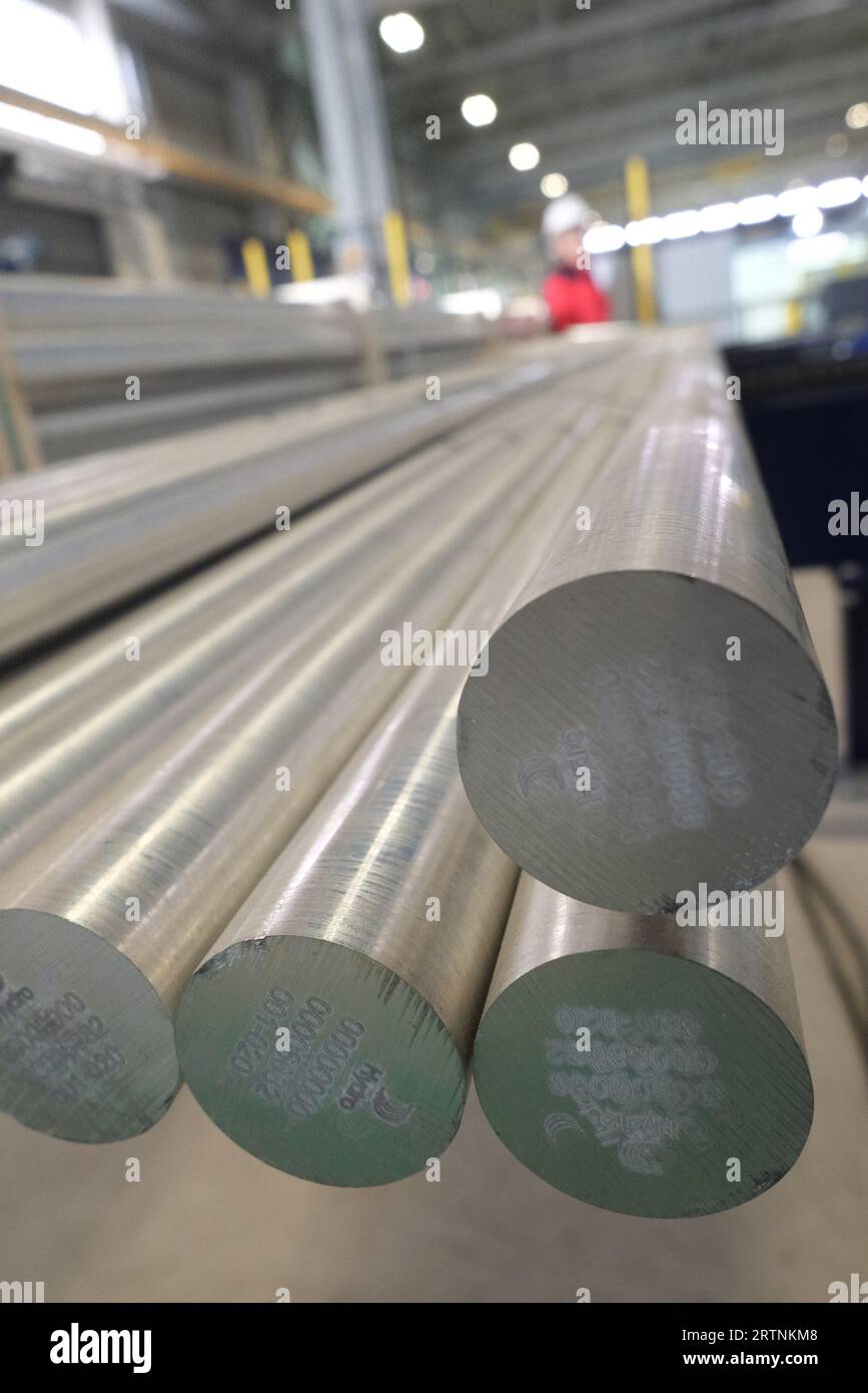 Rackwitz, Germany. 14th Sep, 2023. Aluminum strands lie in a hall at ...