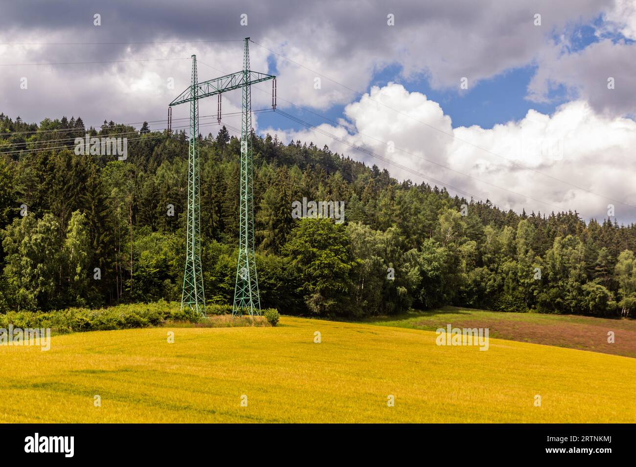 High voltage transmission lines in the Czech Republic Stock Photo - Alamy