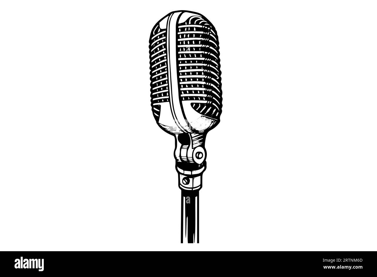 Vintage retro microphone hand drawn sketch engraving style vector ...