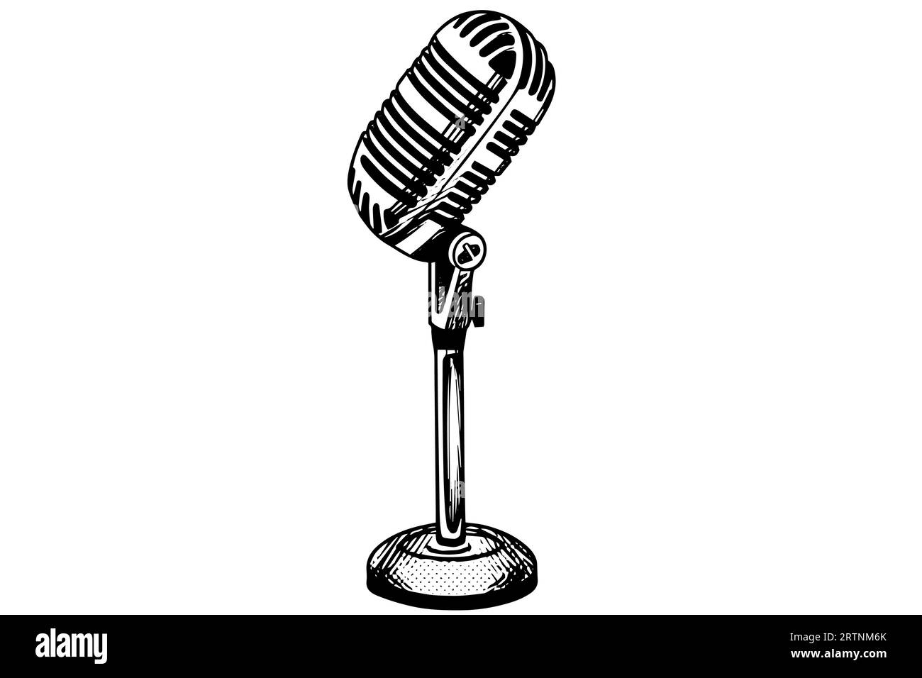 Vintage retro microphone hand drawn sketch engraving style vector ...