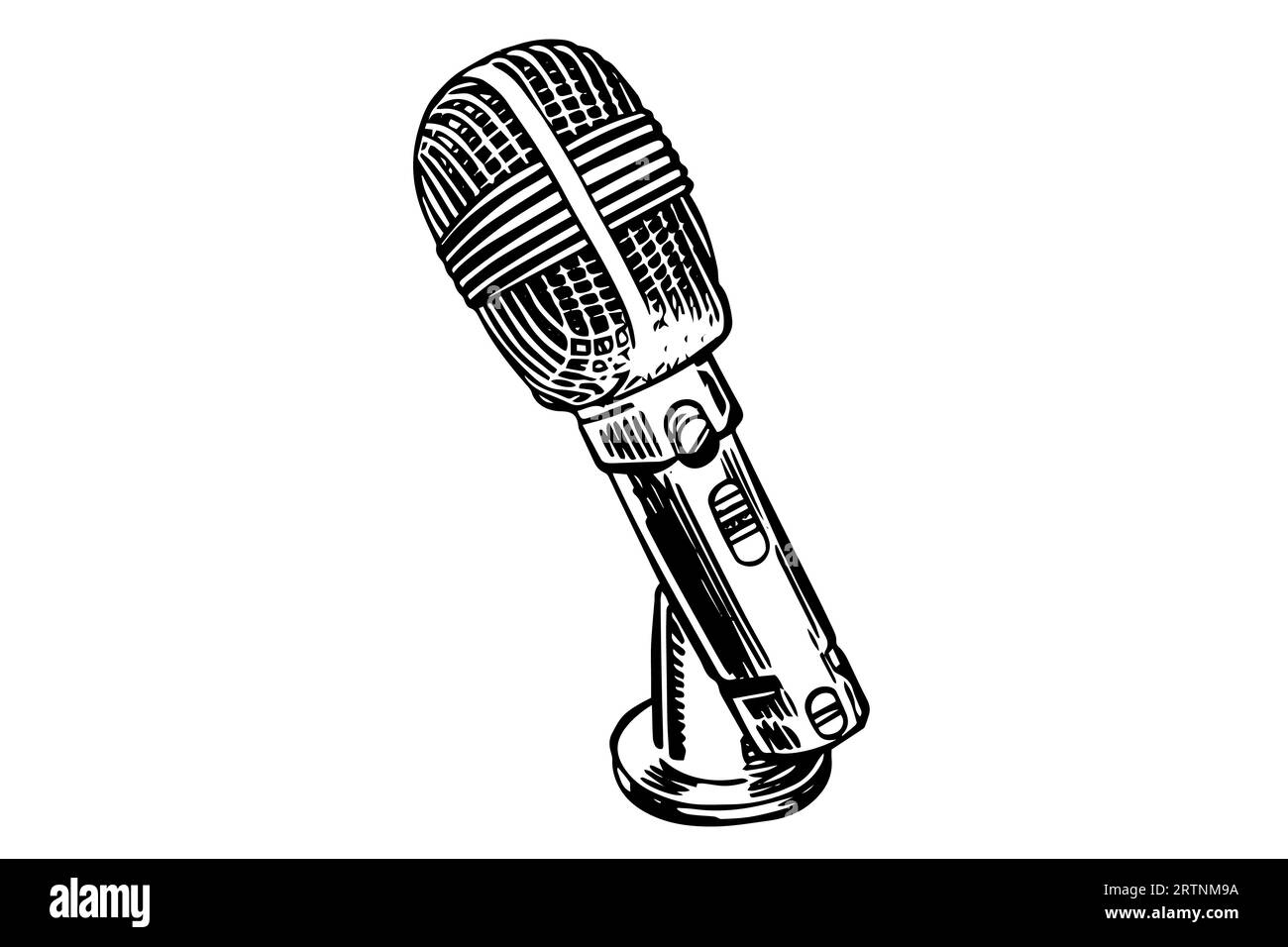 Vintage microphone hand drawn sketch engraving style vector ...