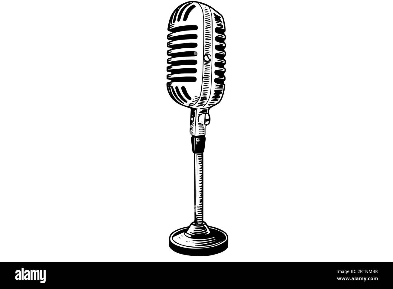 Vintage retro microphone hand drawn sketch engraving style vector ...