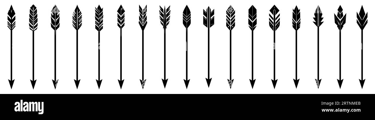 Arrows for bow. Set of hunting arrows. Archery arrows. Vector ...