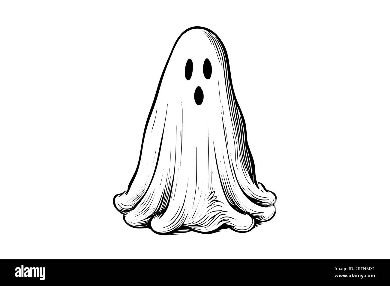 Hand Drawn Halloween Scary Flying Ghost Vector engraving style ...