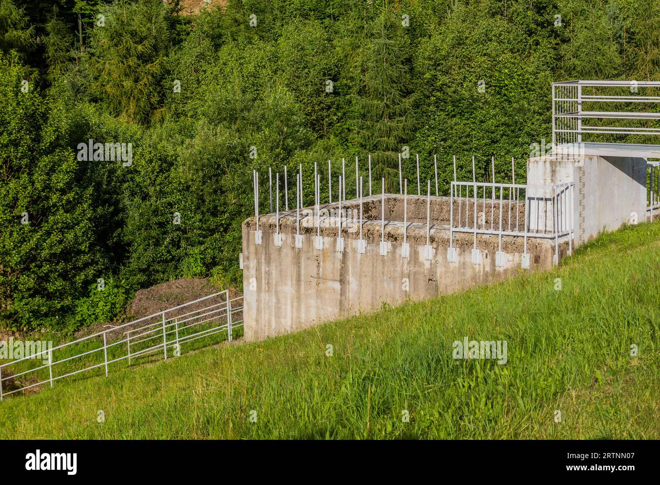 Detention basin dam on Cermna river, Czech Republic Stock Photo - Alamy