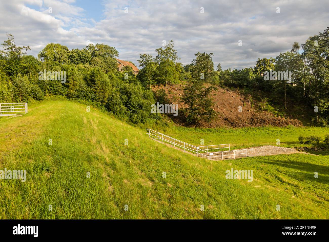 Detention basin dam on Cermna river, Czech Republic Stock Photo - Alamy