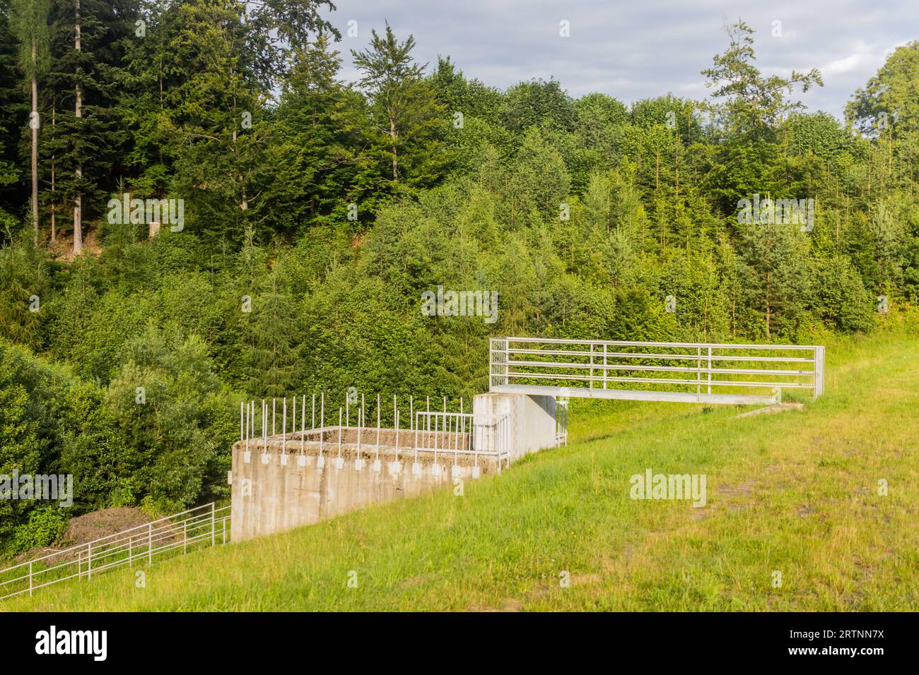 Detention basin dam on Cermna river, Czech Republic Stock Photo - Alamy