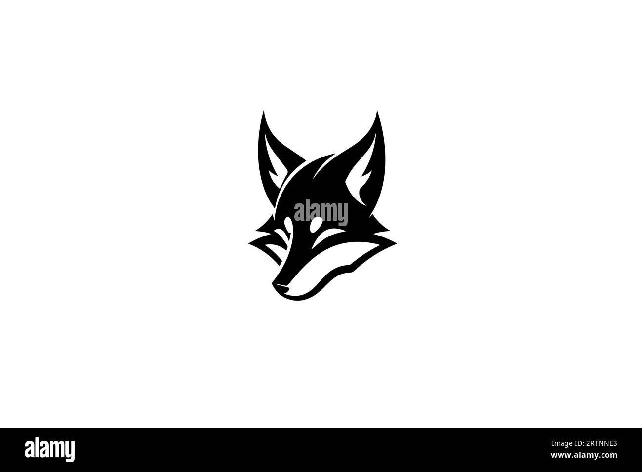 Fox head or face hand drawn ink silhouette. Logotype, emblem or mascot ...