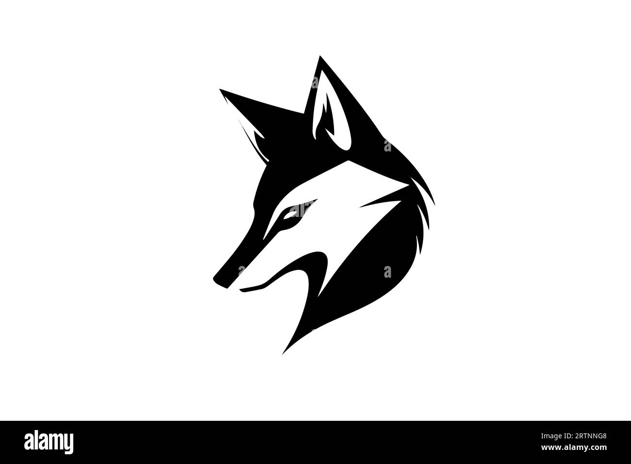Fox head or face hand drawn ink silhouette. Logotype, emblem or mascot ...