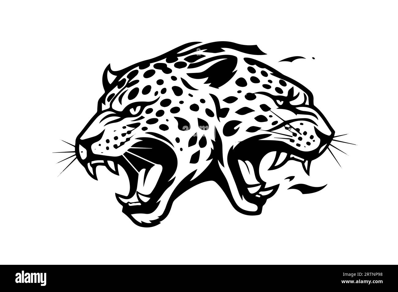Leopard head logotype or mascot hand drawn ink sketch. Engraving style ...