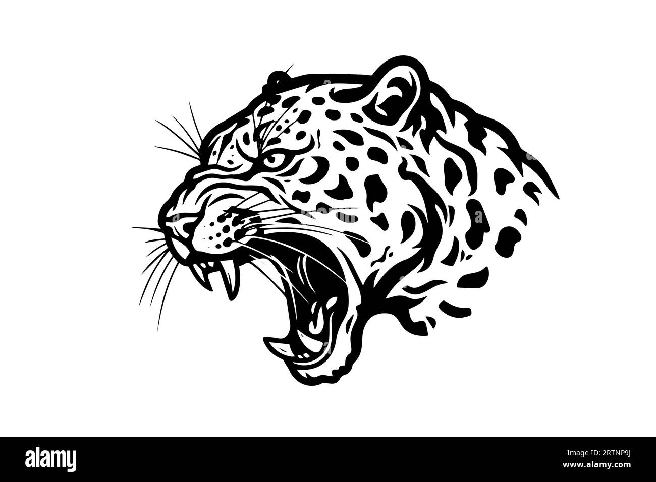 Leopard head logotype or mascot hand drawn ink sketch. Engraving style ...