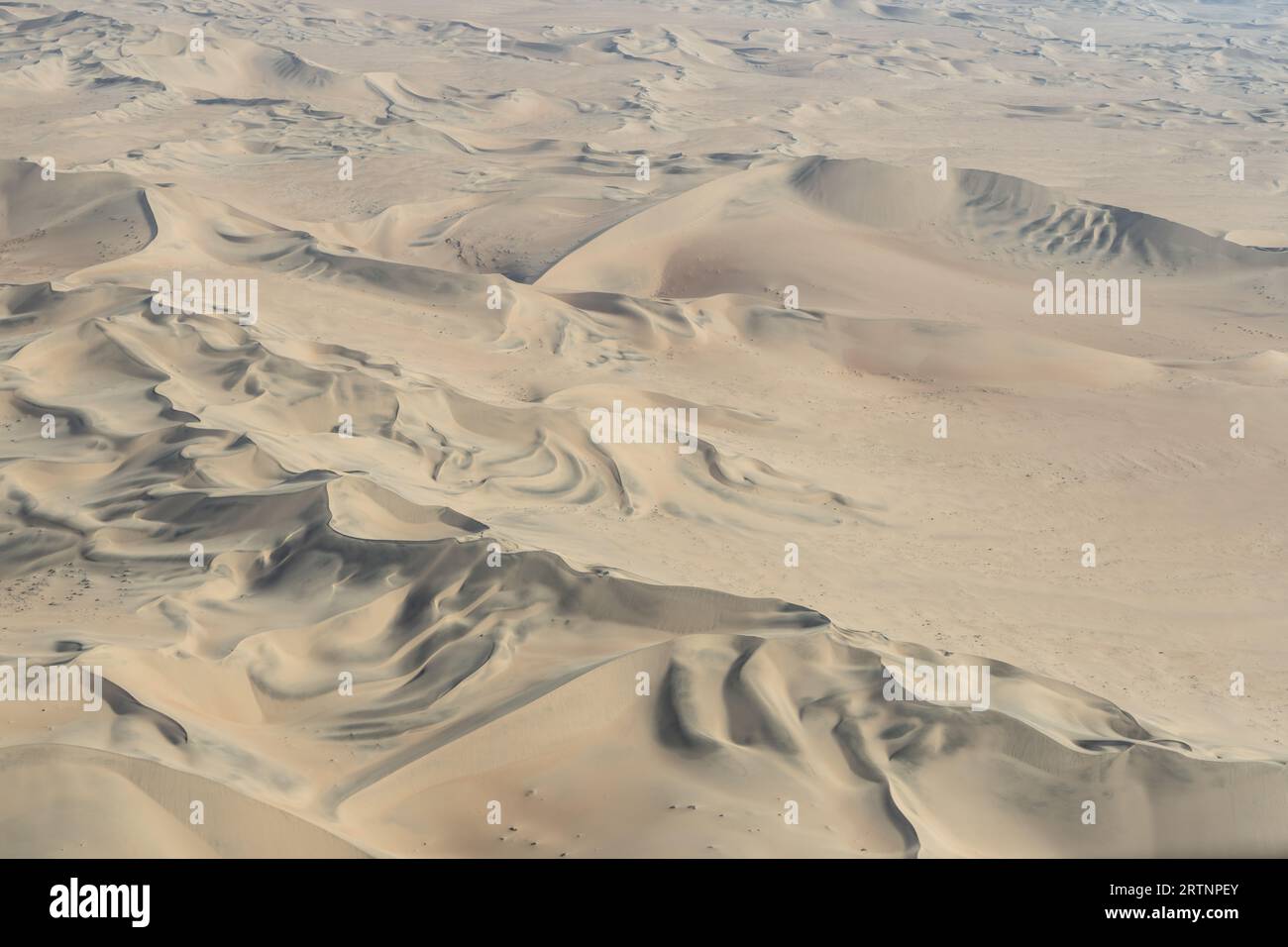 Aerial photography the Namibian coast where the sand dunes meet the ...