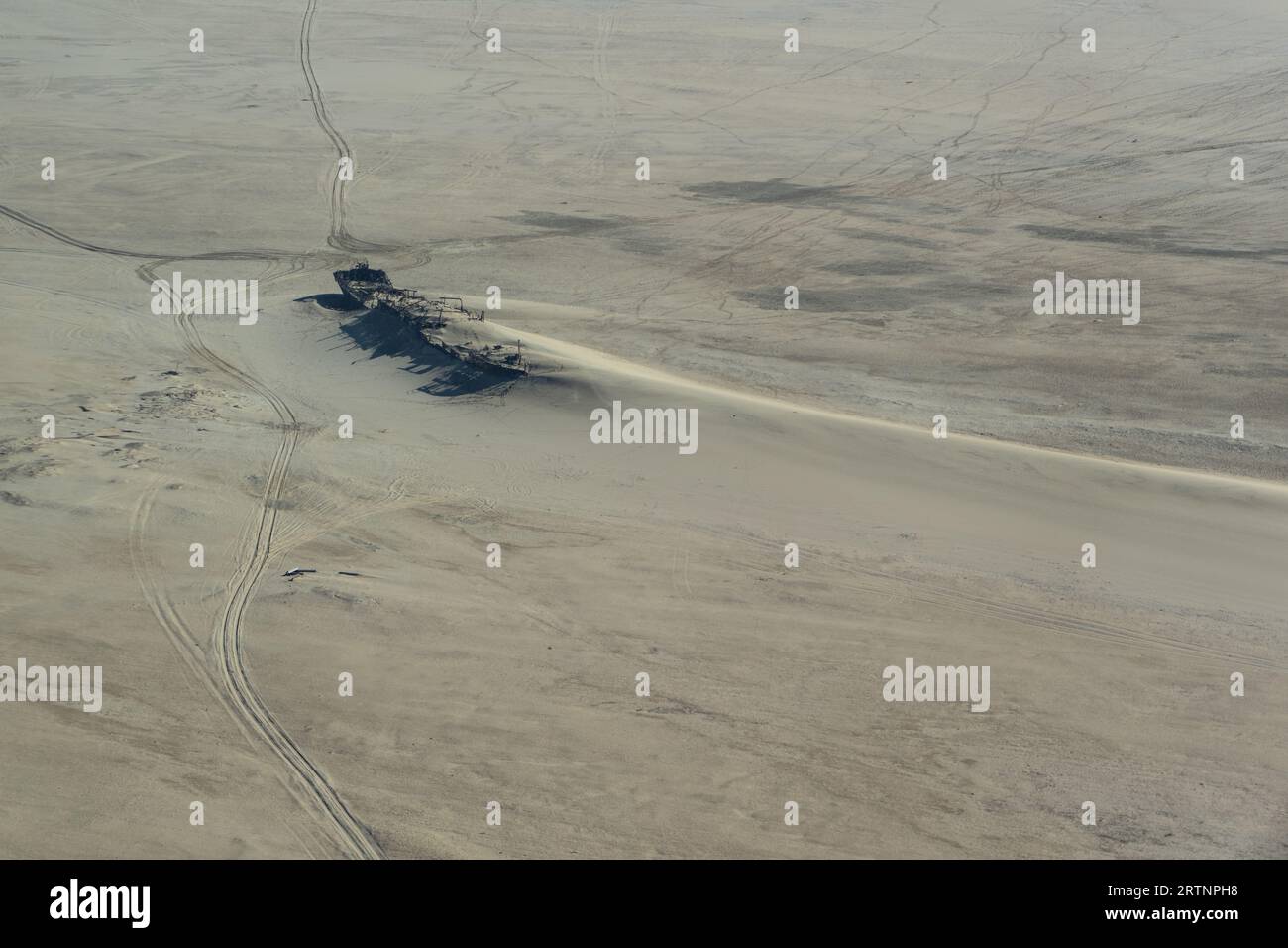 Aerial photography the Namibian coast where the sand dunes meet the ...