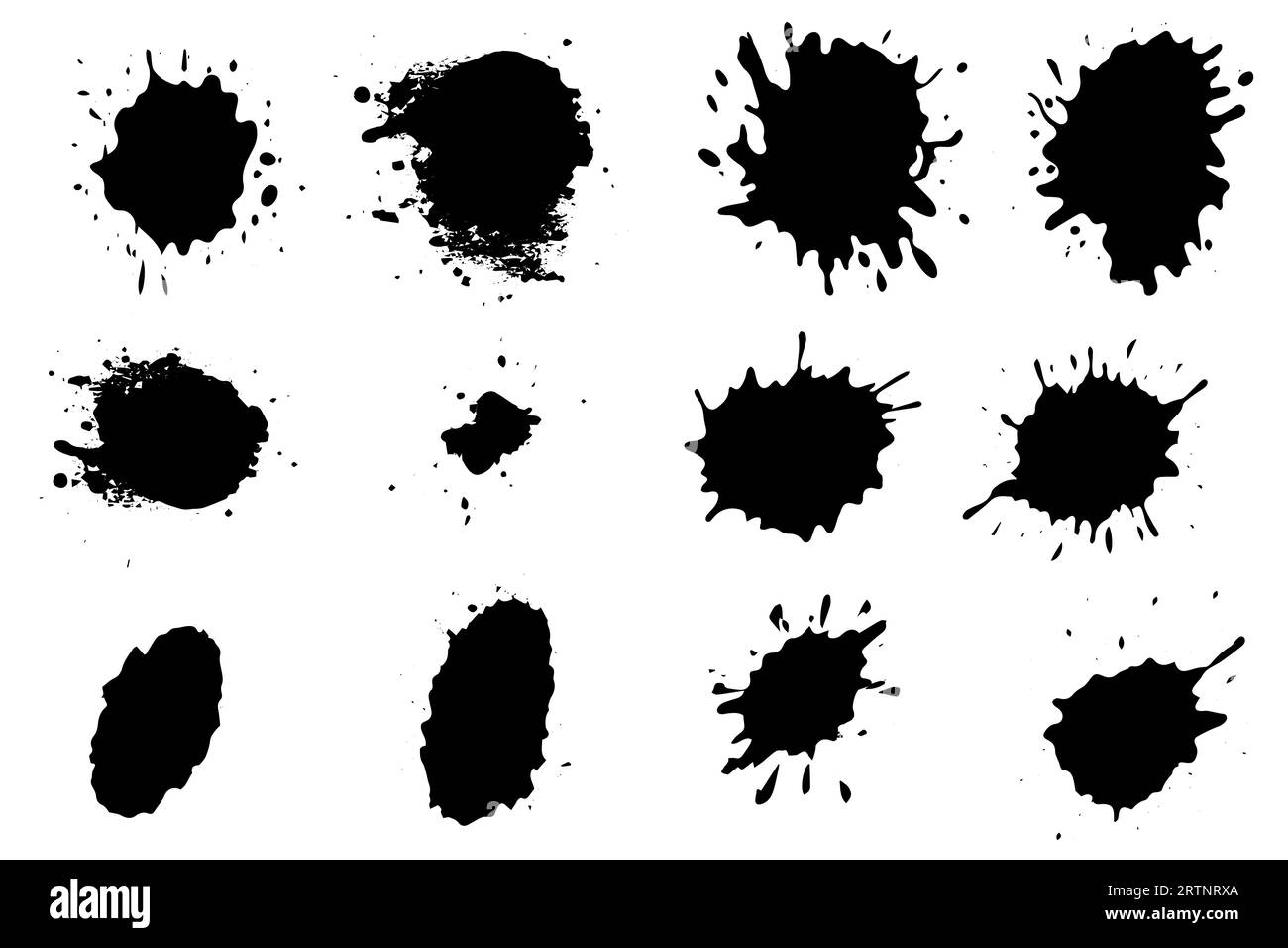 Grunge ink black paint splotch. Splash of paints, spray drops staining ...