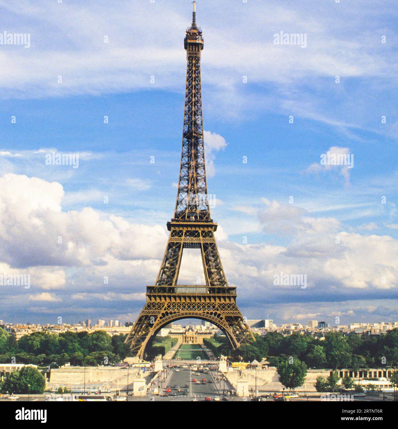 Eiffel Tower Paris France. French landmark icon monument on The Left ...