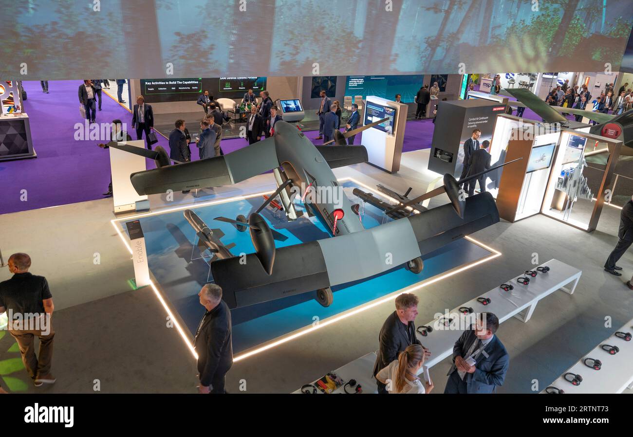 ExCel, London, UK. 14th Sep, 2023. The biennial Defence and Security Exhibition (DSEI) runs from ...