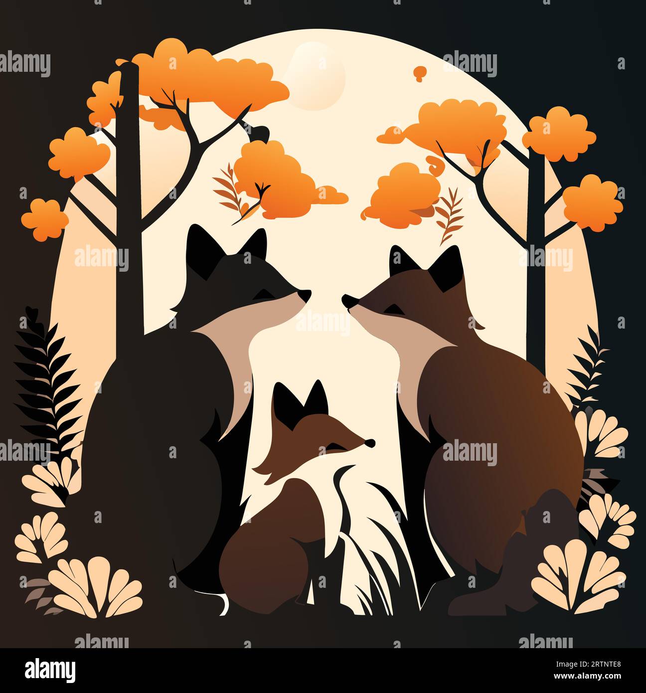 Adorable fox family vector illustration, perfect for storytelling and ...