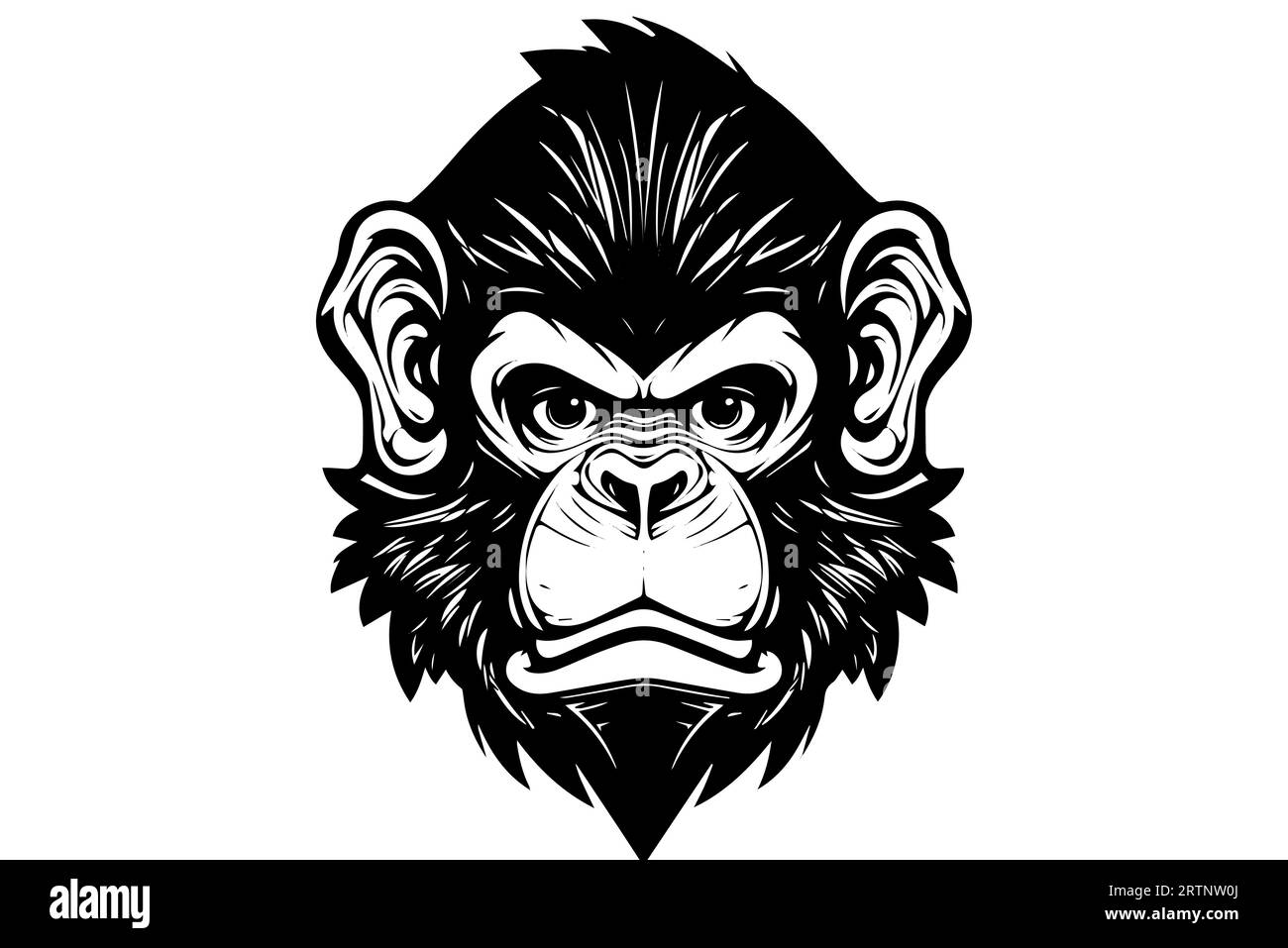 Monkey head or face hand drawn vector illustration in engraving style ...