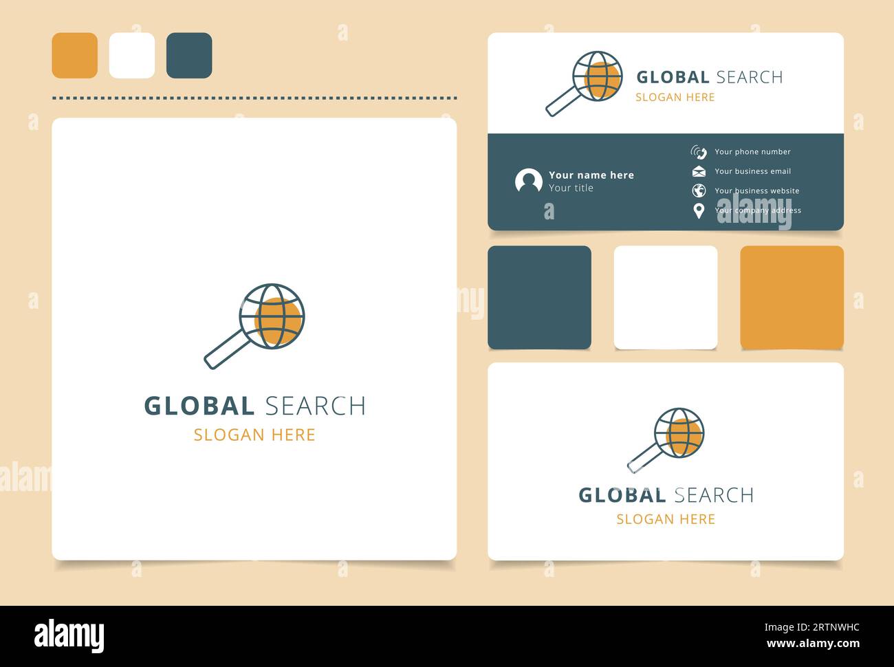 Global search logo design with editable slogan. Branding book and ...